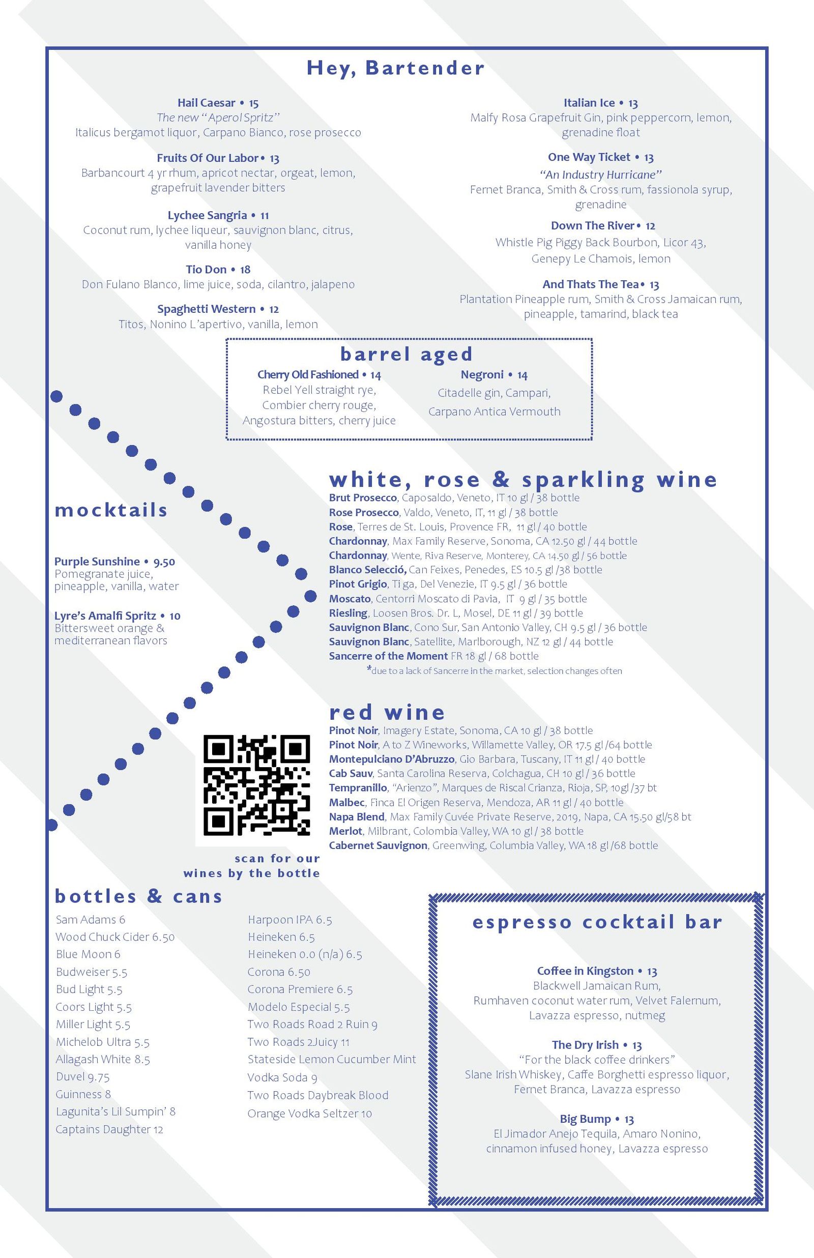 Beverage Menus | Max Fish | Max Hospitality