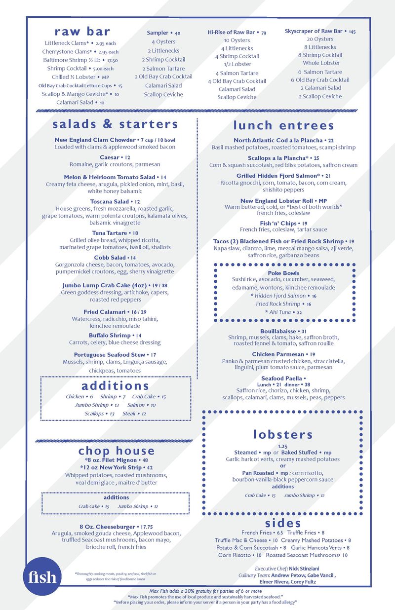 Lunch Menu | Max Fish | Glastonbury, CT
