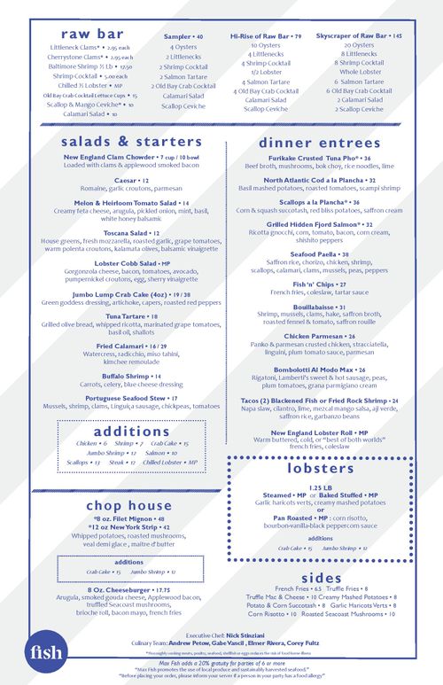 Dinner Menu | Max Fish | Max Hospitality