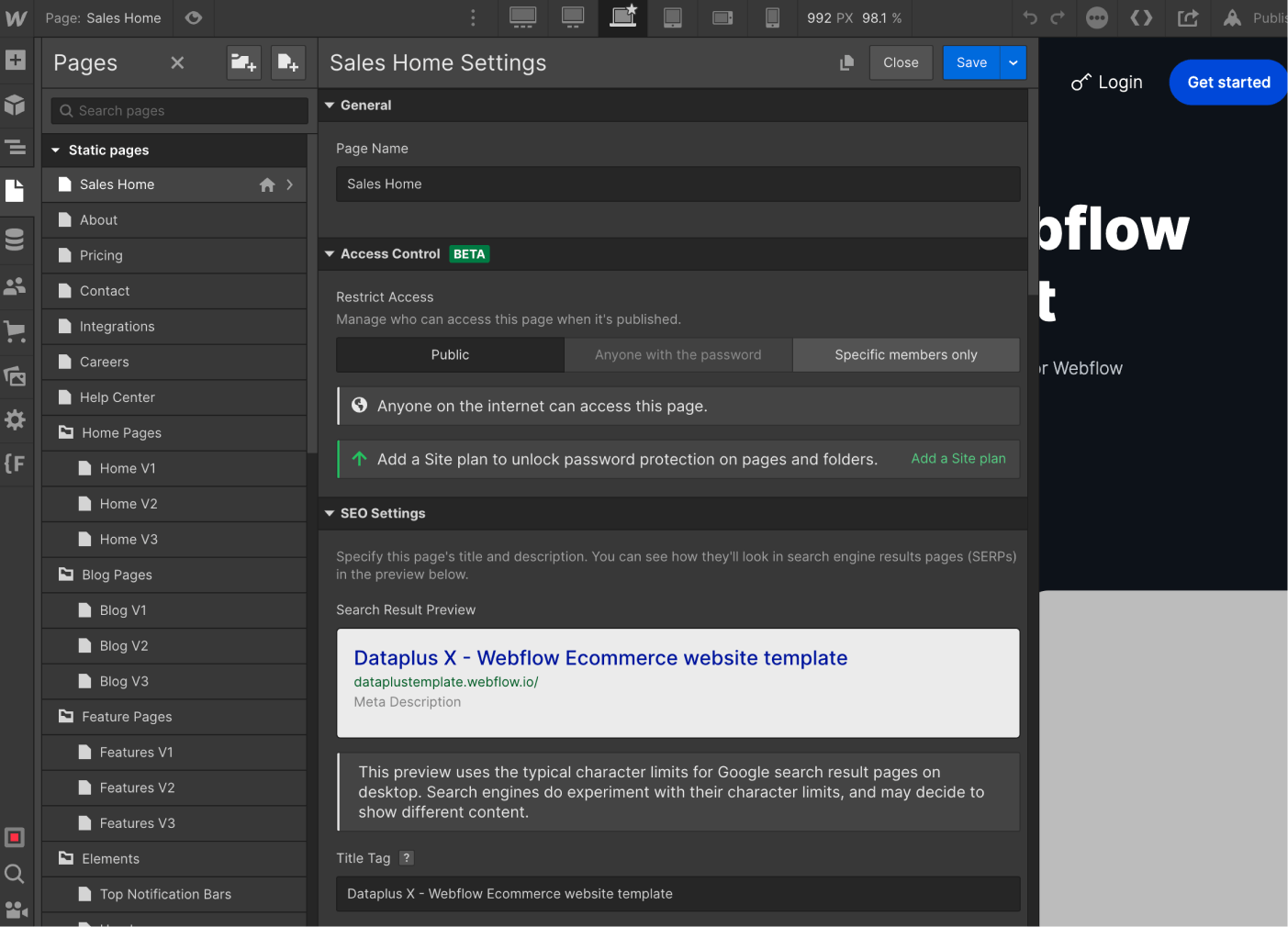 Start Here - Dataplus X - Webflow Plantilla de sitio web de comercio electrónico