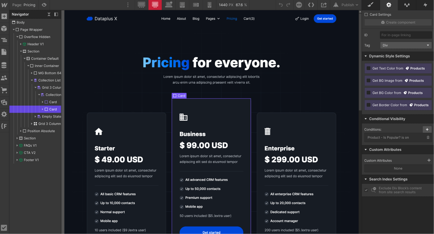 Start Here - Dataplus X - Webflow Plantilla de sitio web de comercio electrónico