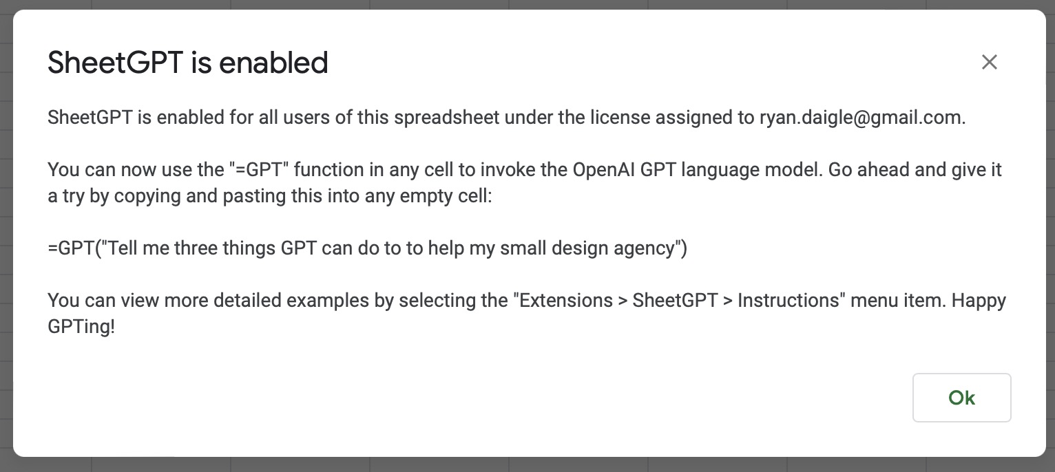 Getting Started with SheetGPT in a Google Sheet