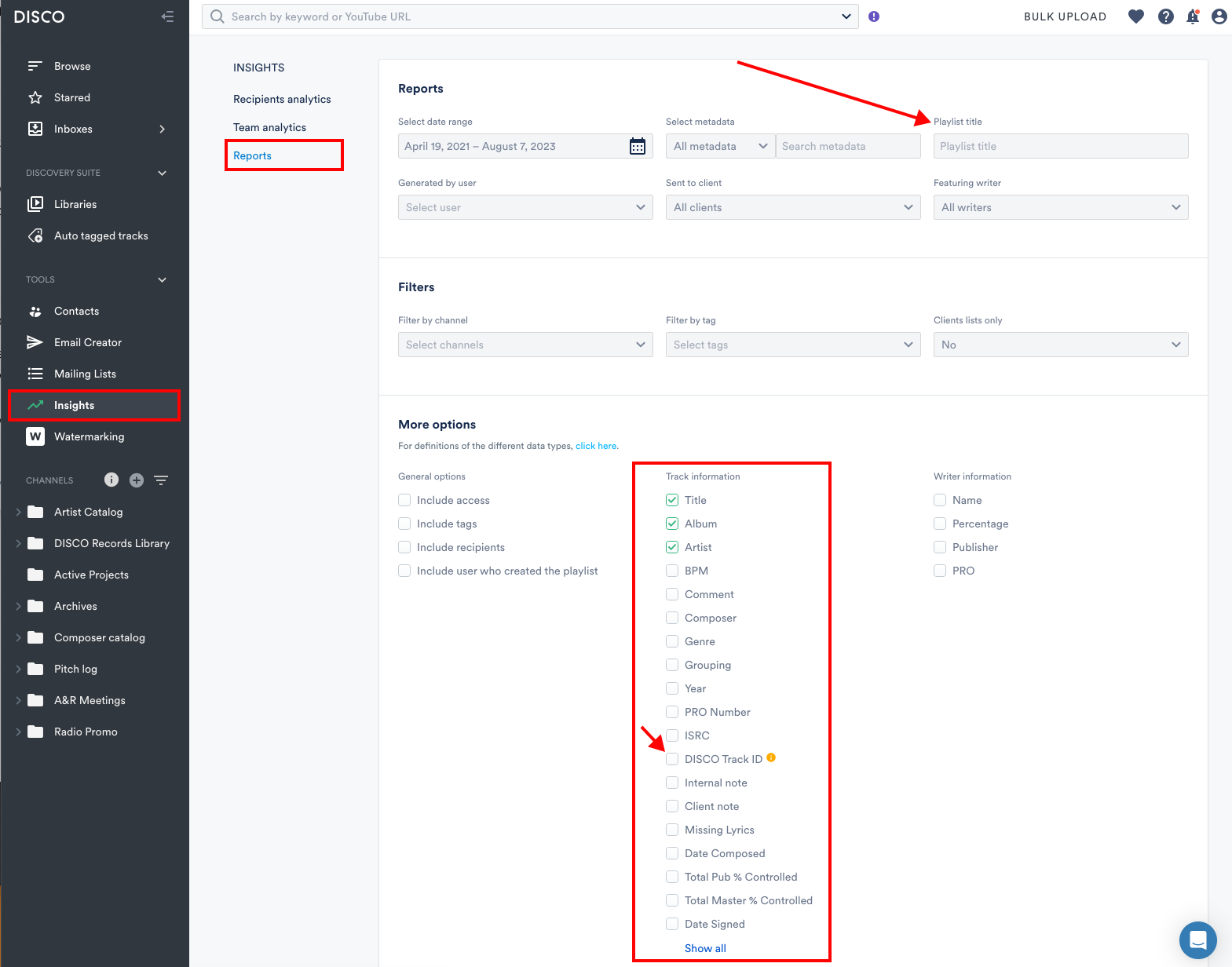 Export a Metadata CSV Using Reports