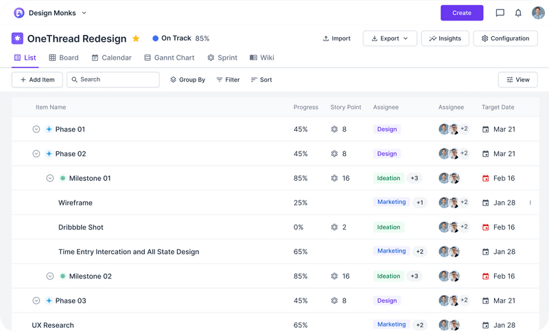 Onethreadapp Features