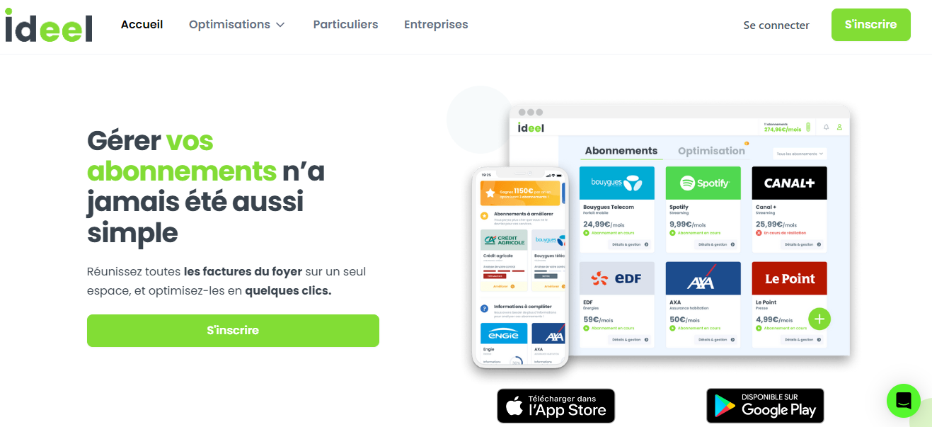 Ideel - Économisez en moyenne 750€ sur vos abonnements