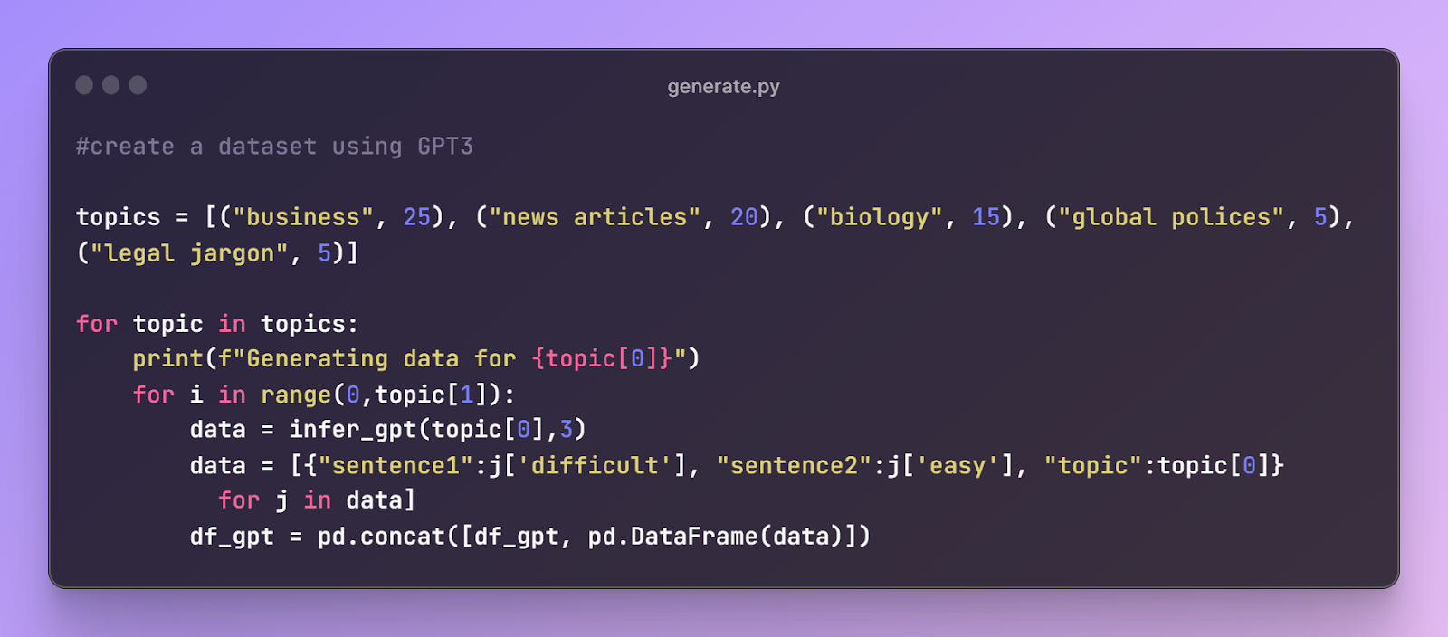 Using ChatGPT to build Synthetic Datasets