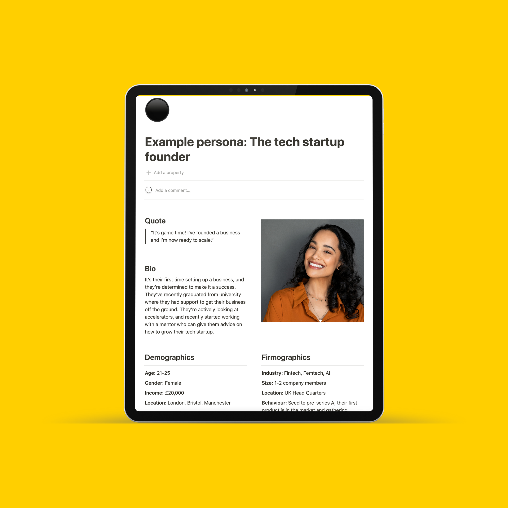 How to use the persona template in Notion