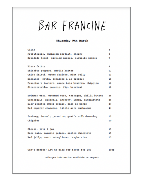 Bar Francine | Neighbourhood Bistro