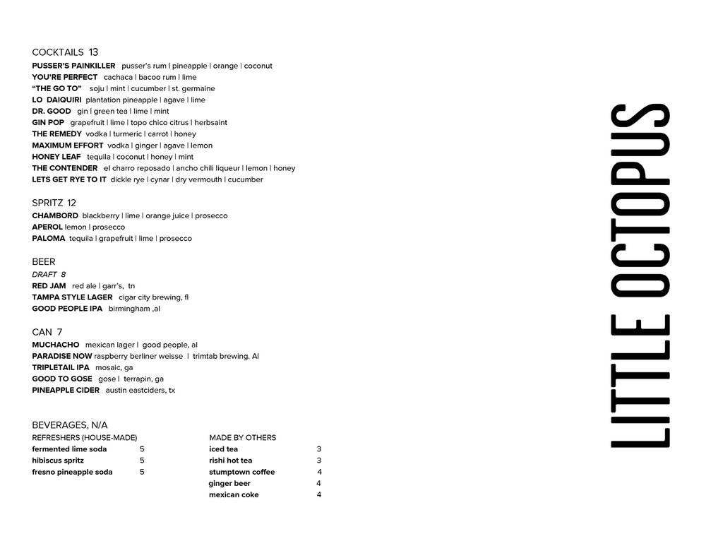 Little Octopus Sushi Menu | Nashville TN Sushi Menu