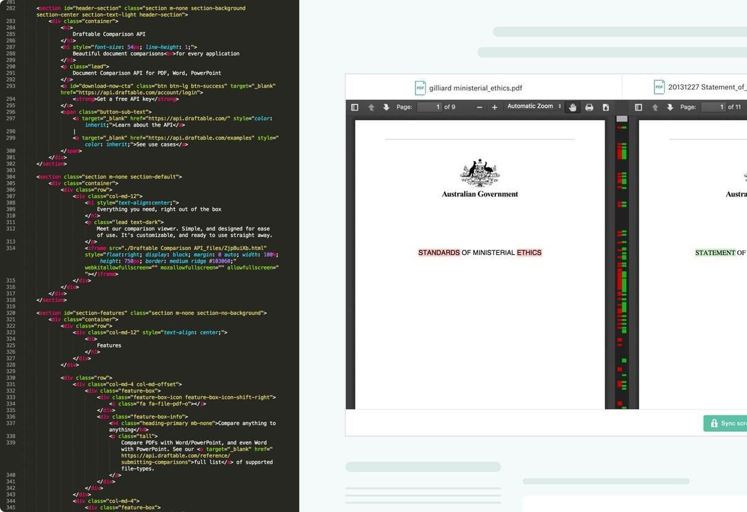 Document Comparison API for Enterprise - Draftable