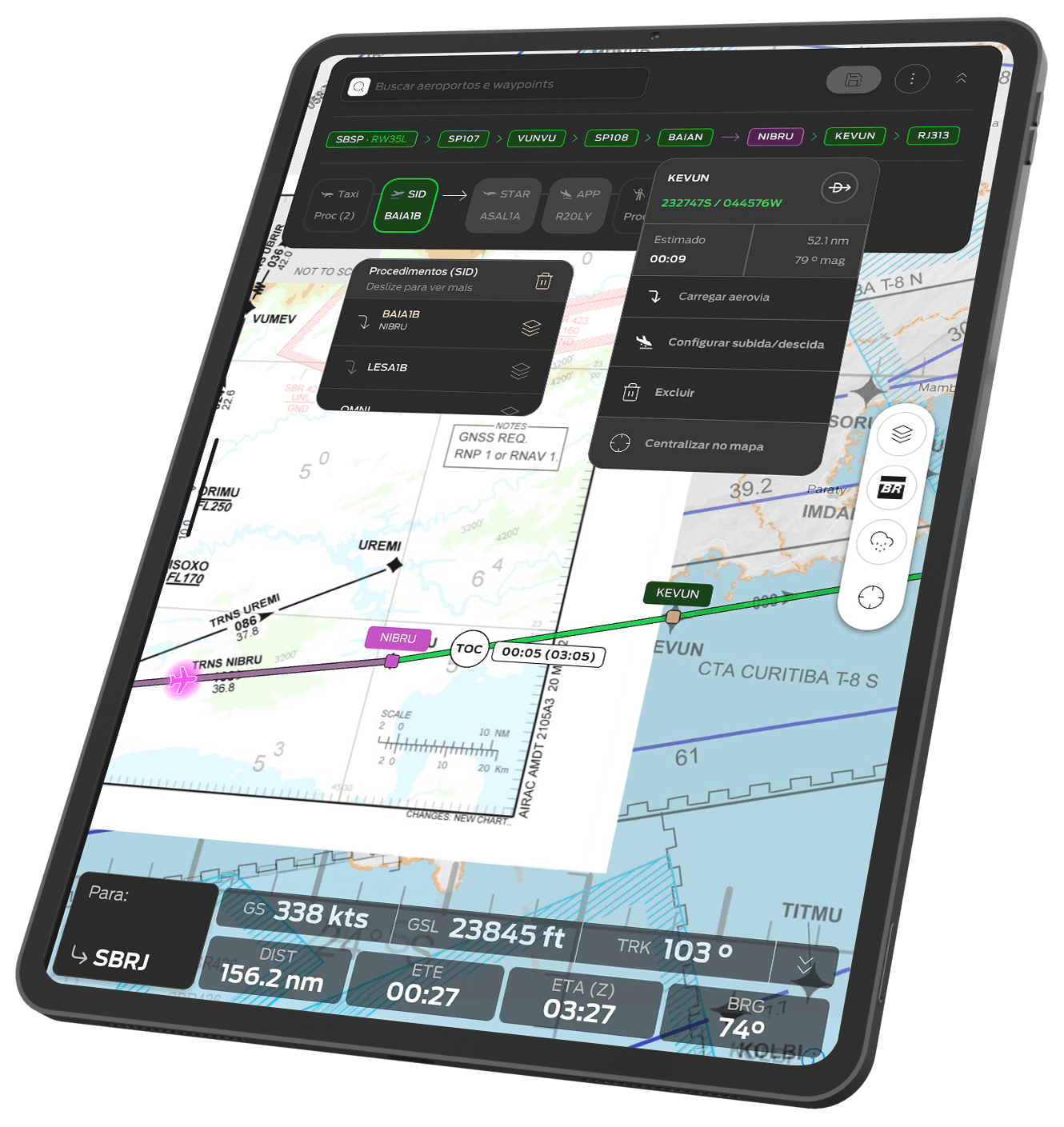 Beyond EFB - App de navegação aérea e preços de combustível