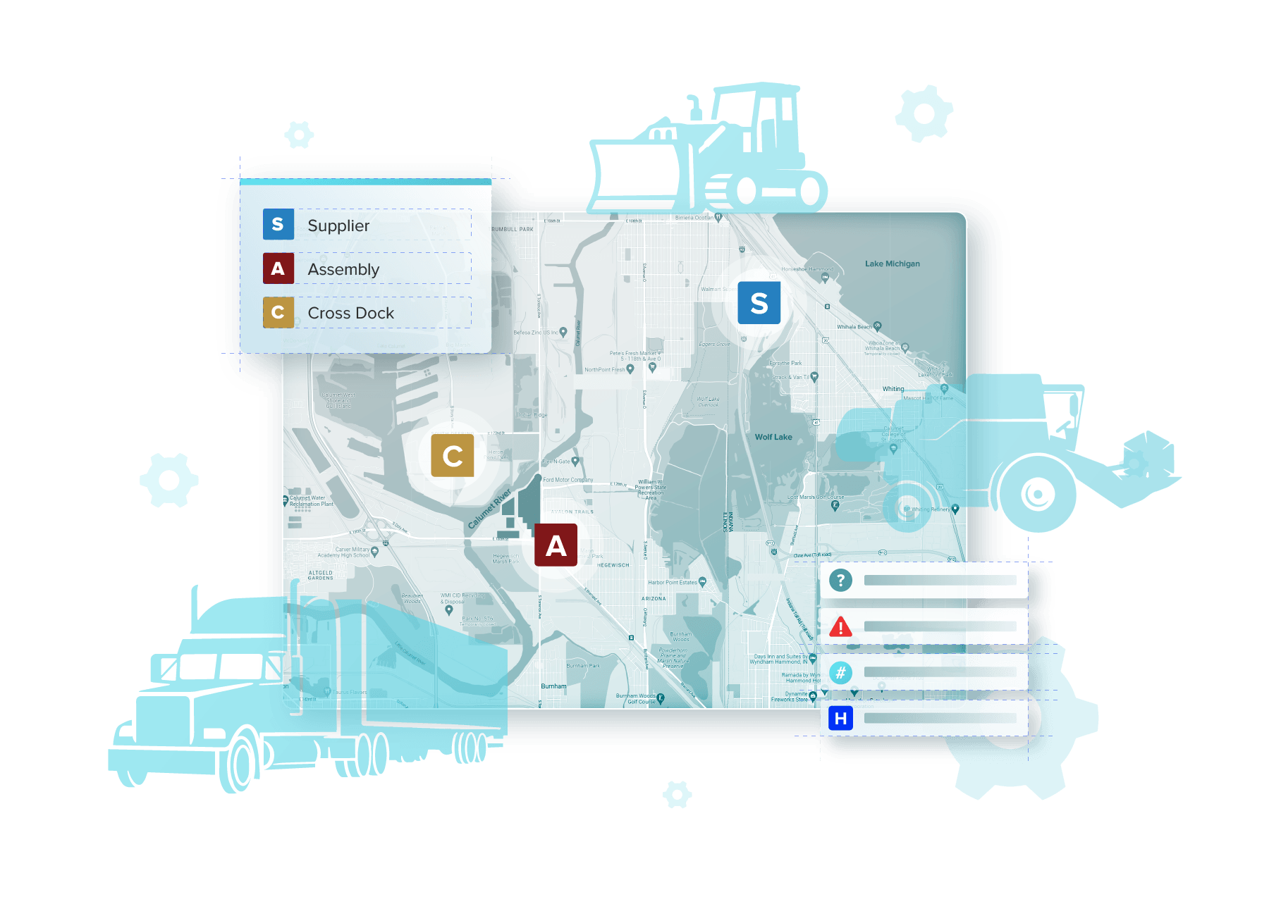 Real-time transportation supply chain visibility farm equipment trucks ...