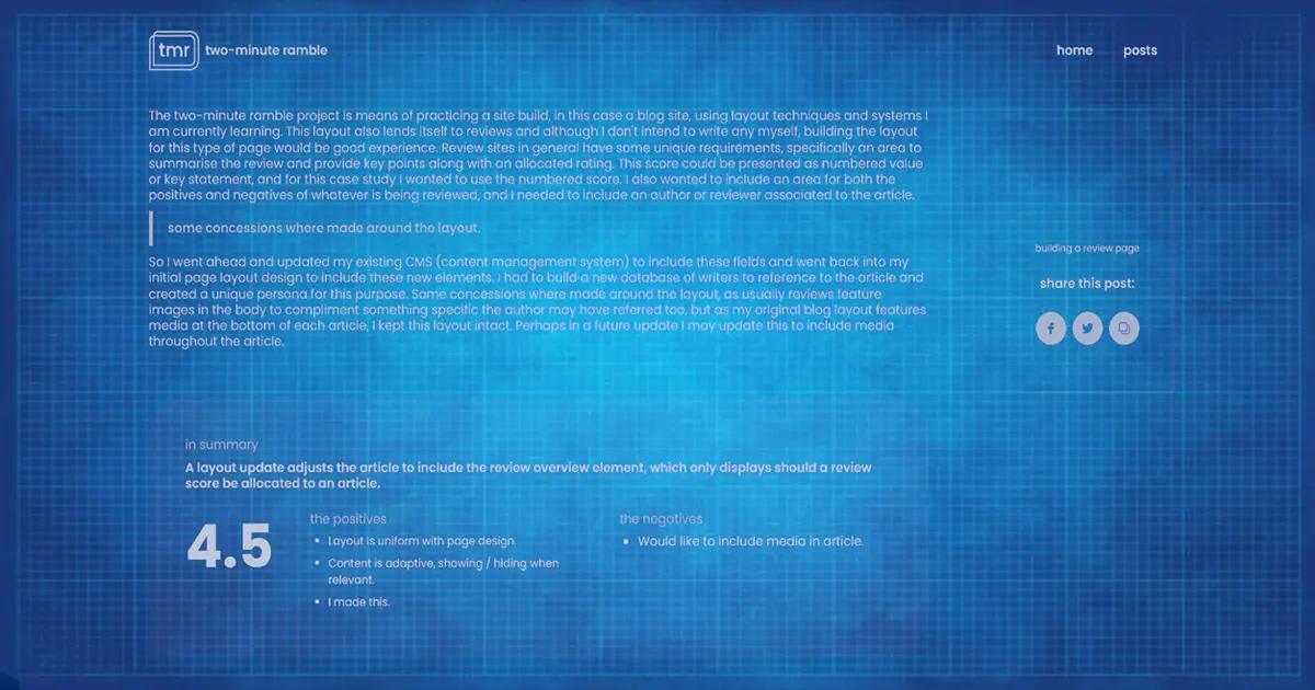 Building a Review Page - Written Article | two-minute ramble