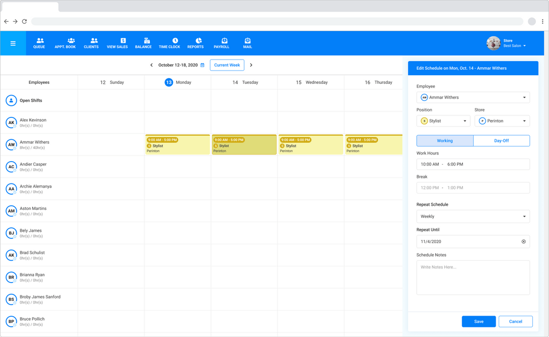 Employee Scheduling | SalonUltimate