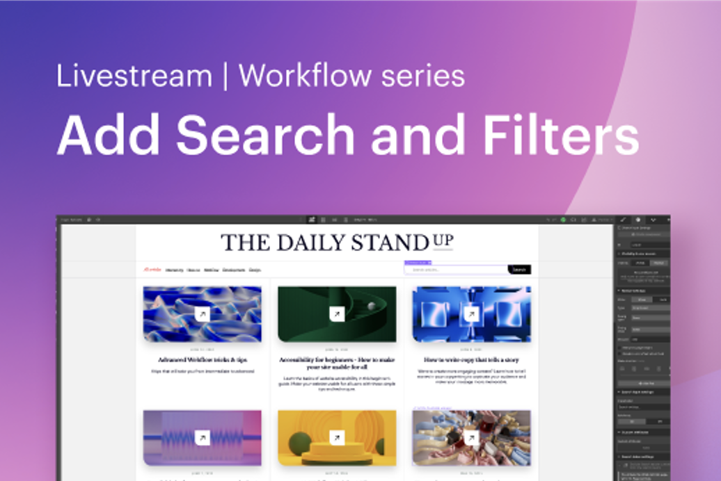 Workflow series: Add search and filters to your Webflow Site - Webflow
