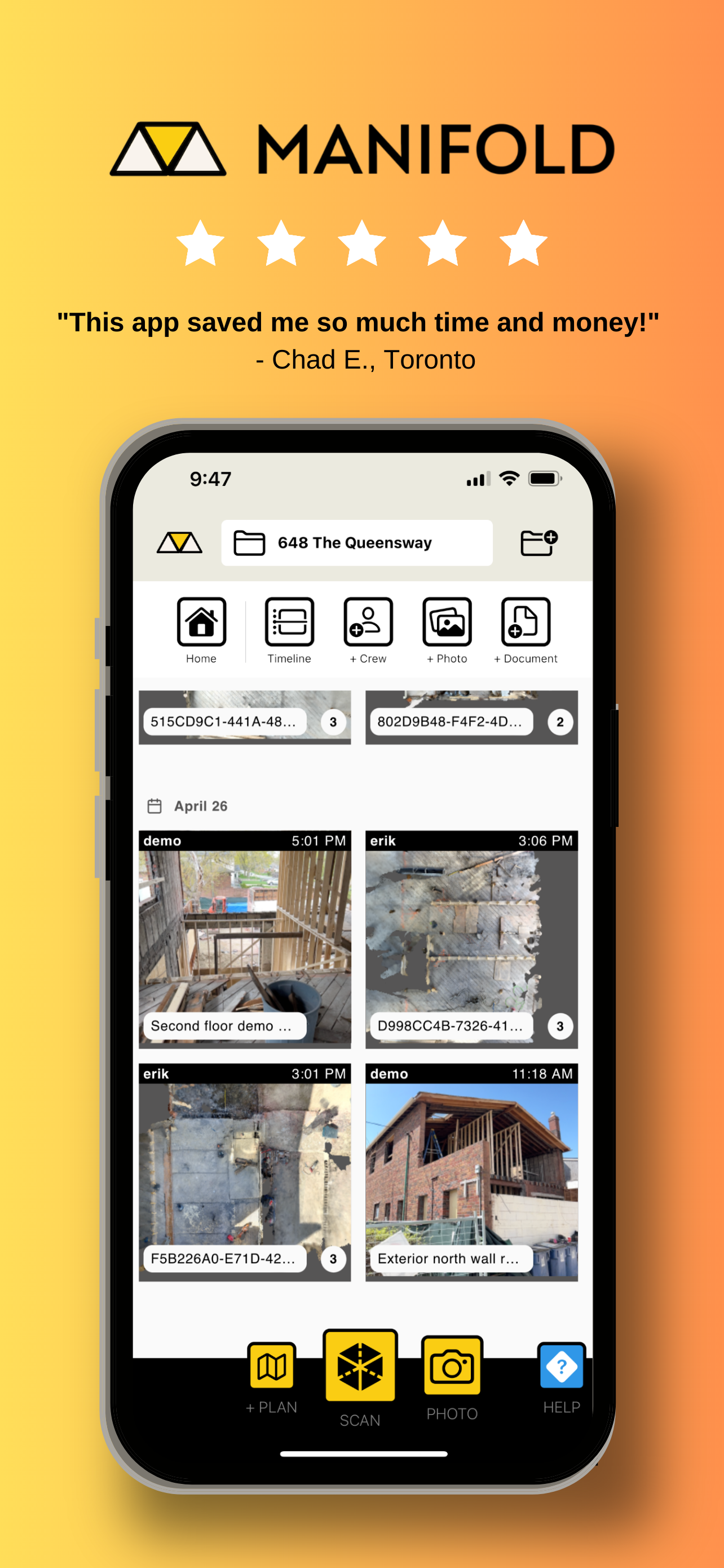 Manifold | Construction site project scanning