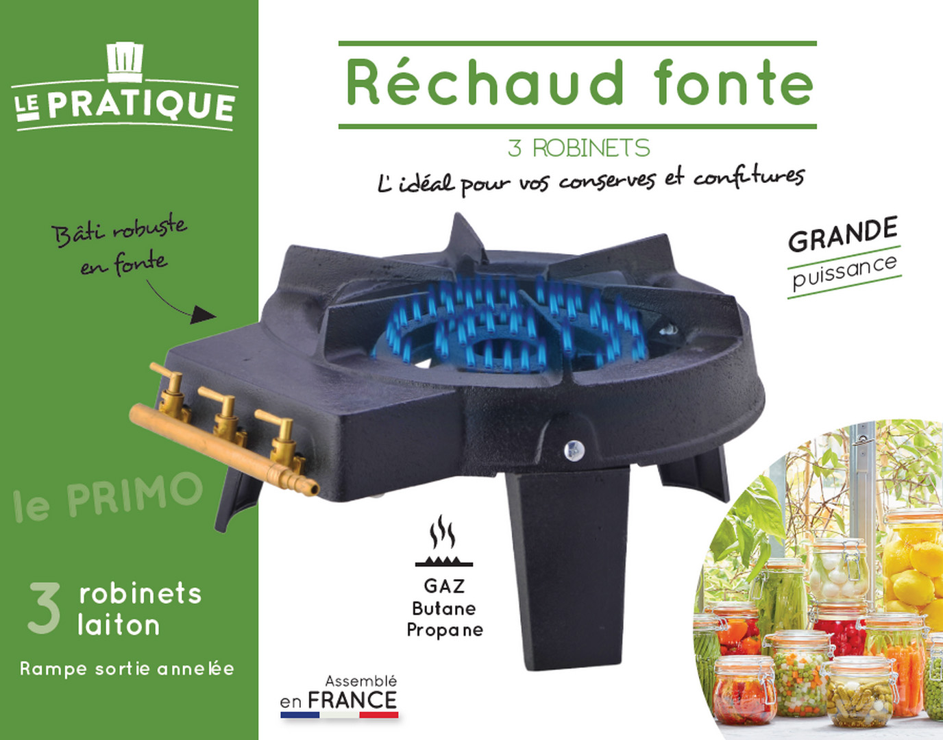 Réchaud à gaz 3 brûleurs