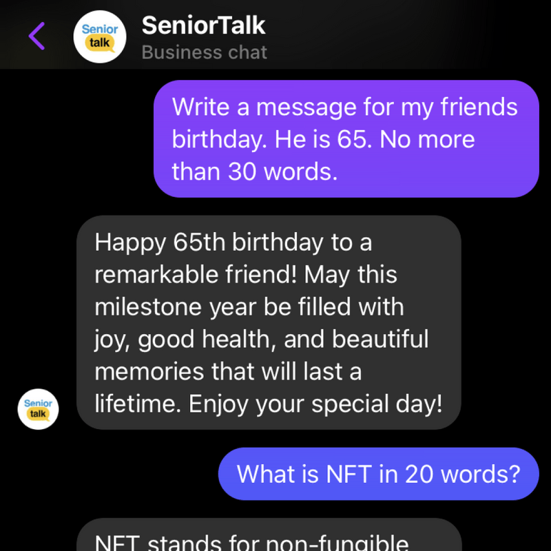 AI chatbot for elderly people | SeniorTalk