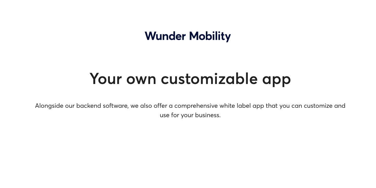 Your own customizable app | Wunder Mobility