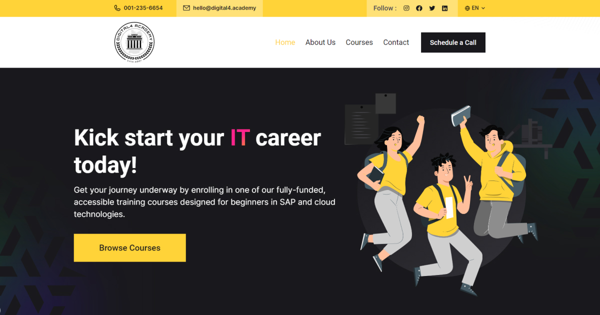 Courses - Digital4 Academy - Kick start your IT career today!