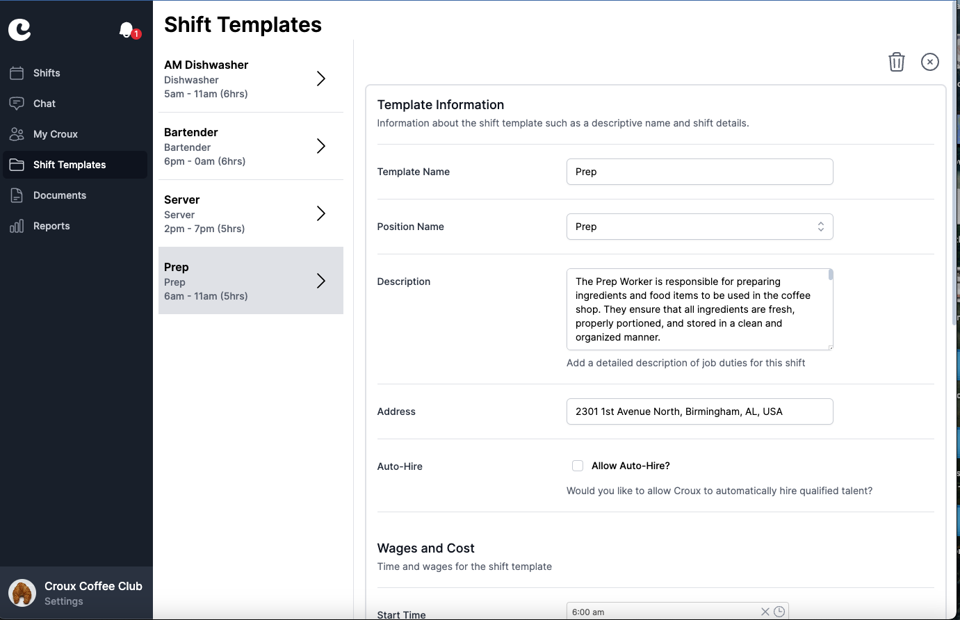 How do I create a Shift Template?