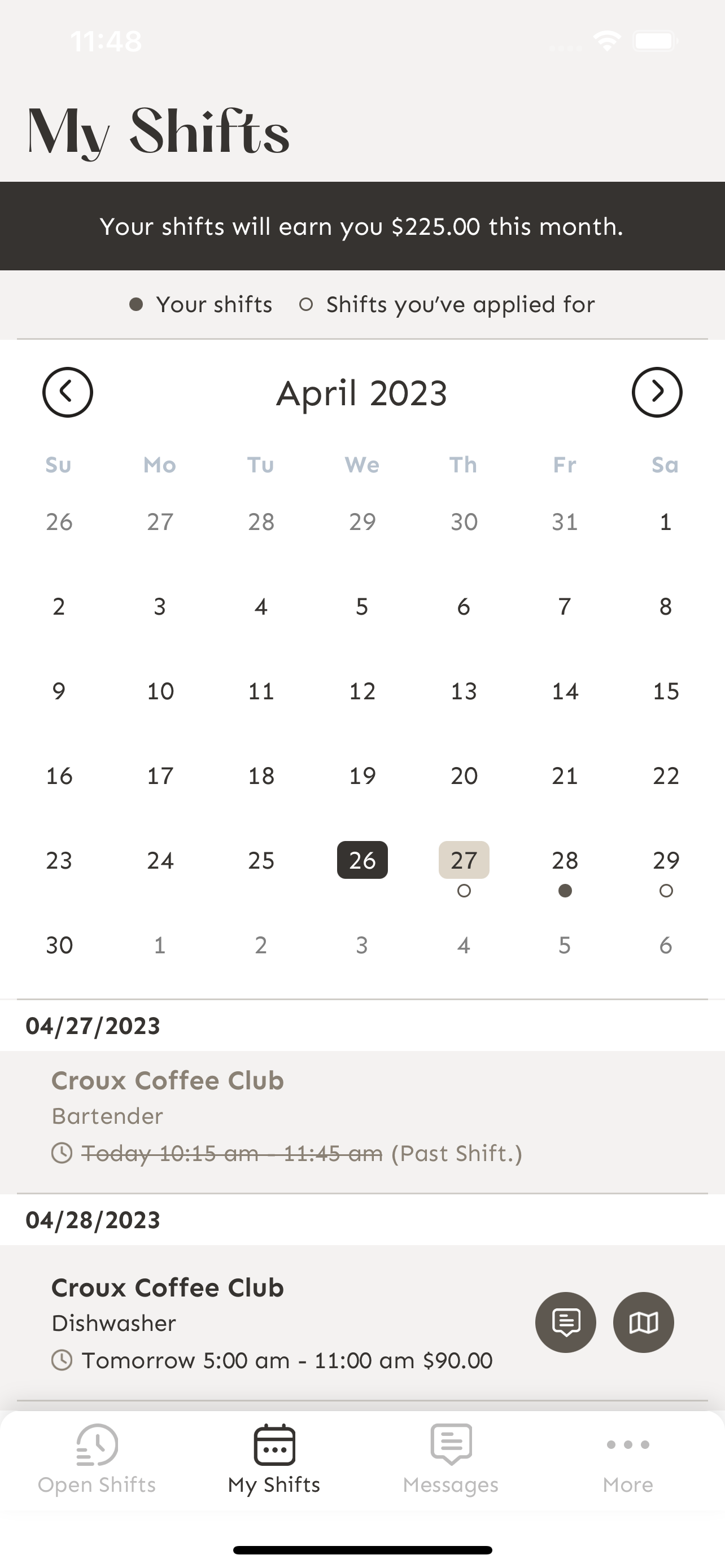 How do I clock In and Out of a shift?