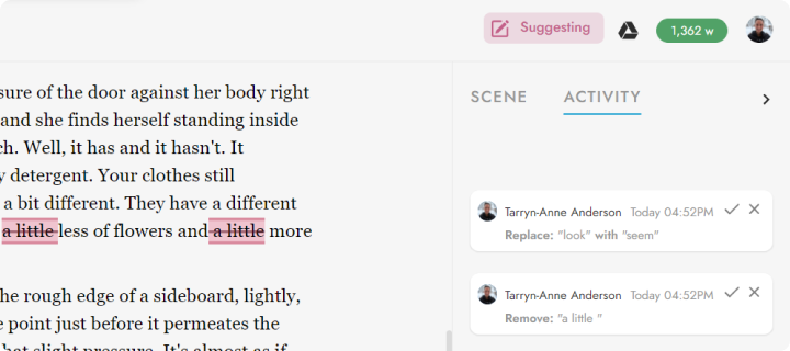 Introducing track changes in First Draft Pro