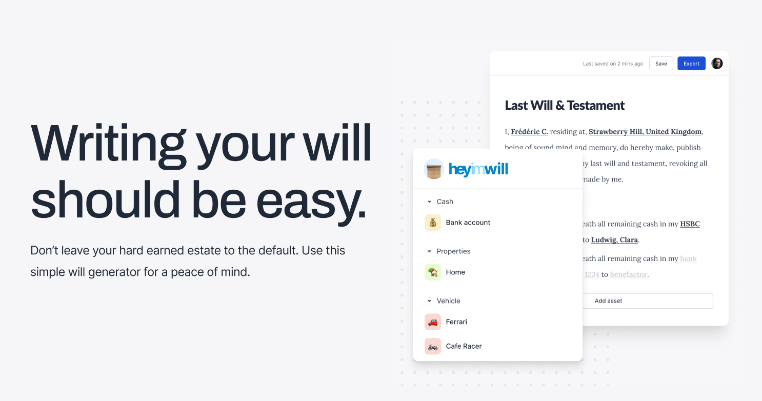 Heyimwill - Simple Will Generator