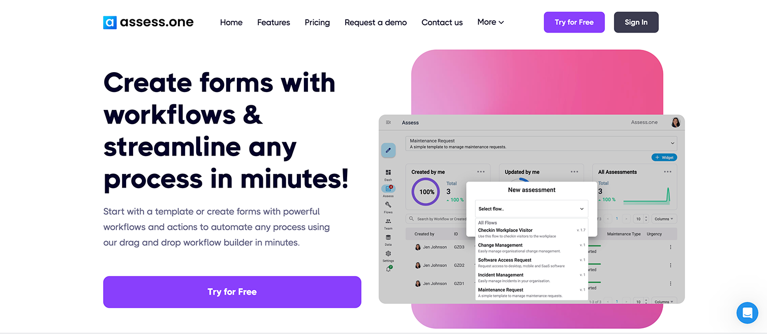 Assess.one | The No-Code Workflow Platform for Any Organization