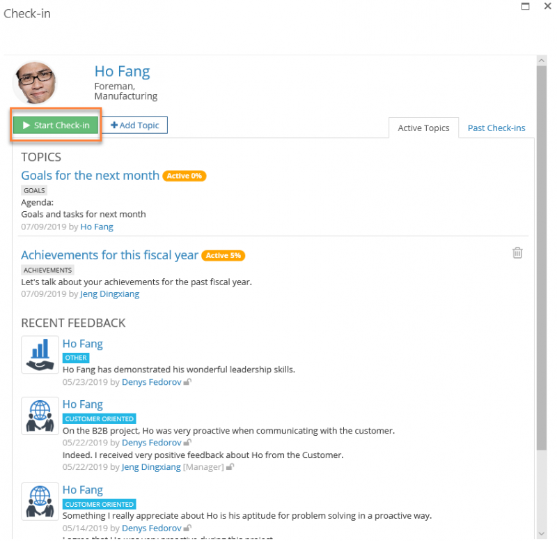 Check-ins - ongoing one-to-one performance conversations