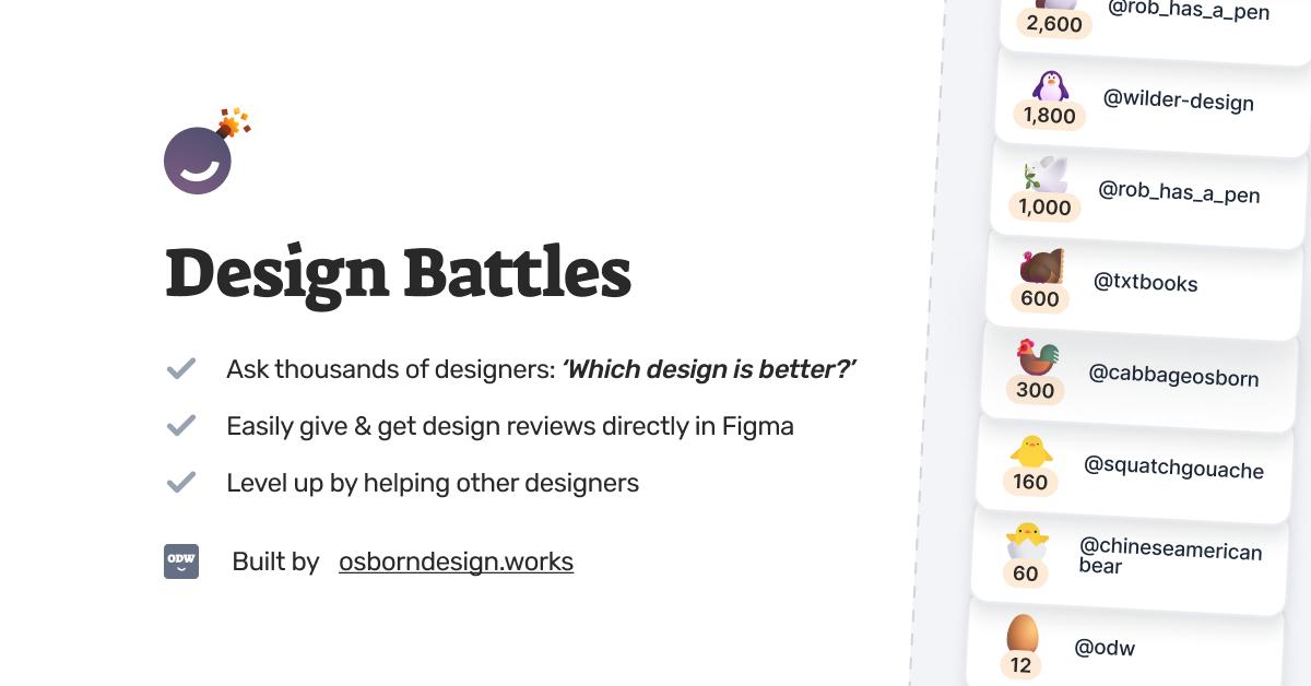 Design Battles Figma Plugin | ODW | Osborn Design Works