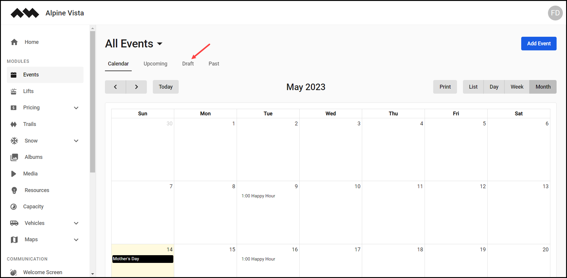 How to Access Draft Events?
