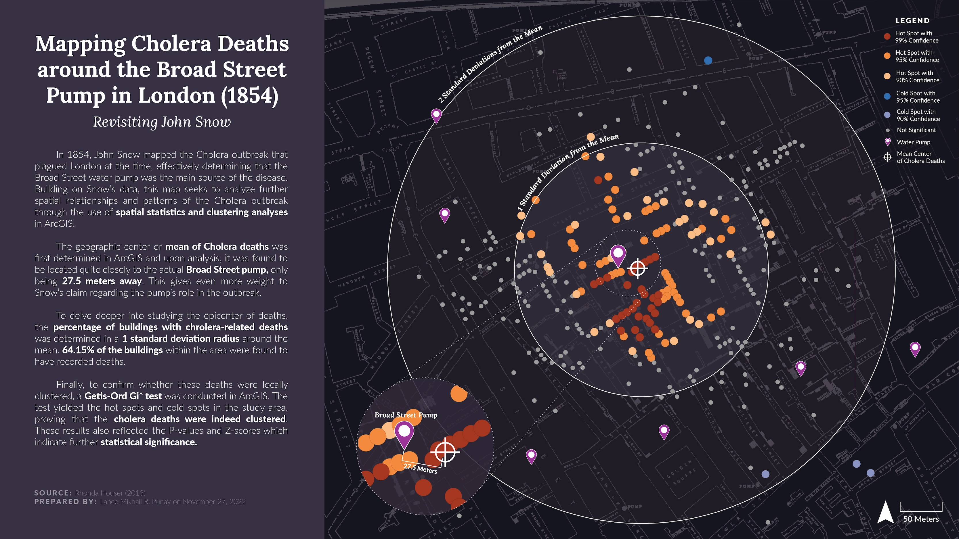 Mapping Cholera Deaths around the Broad Street Pump (1854) - Lance Punay