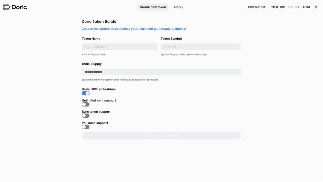 Doric | Token Creator - Start creating tokens now