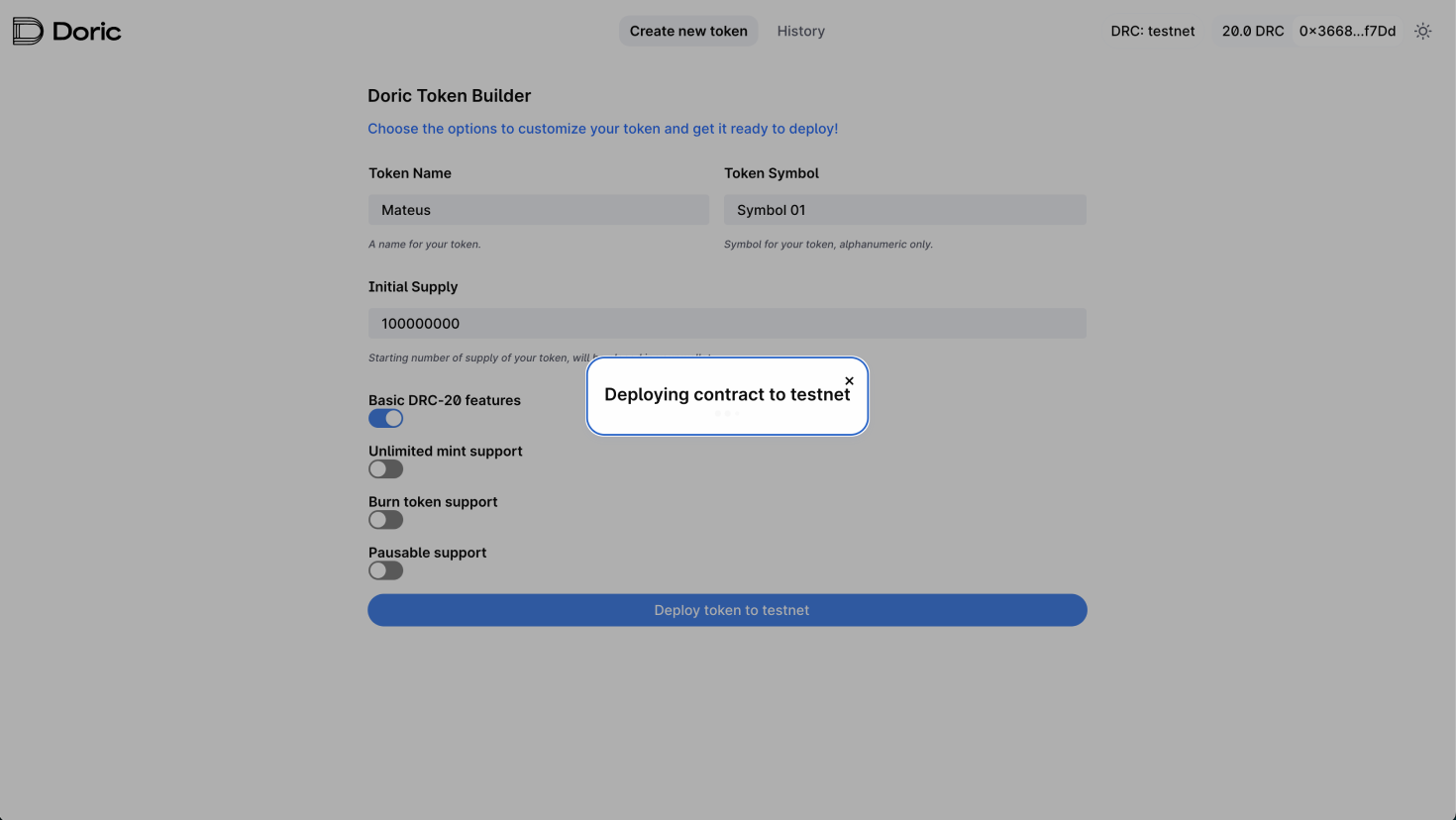 Doric | Token Creator - Start creating tokens now