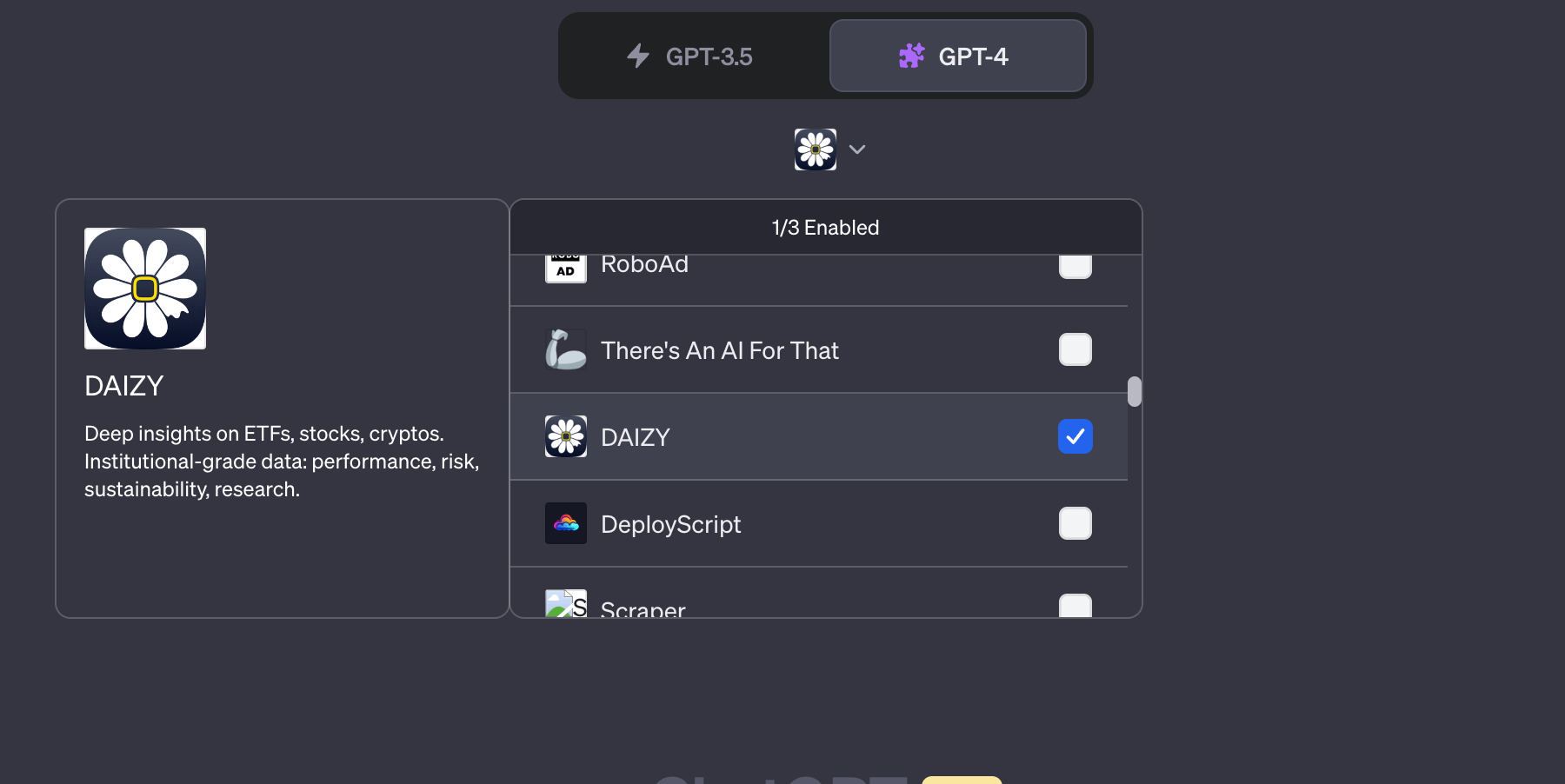 DAIZY & ChatGPT plugins for Investment & Trading Like DAIZY