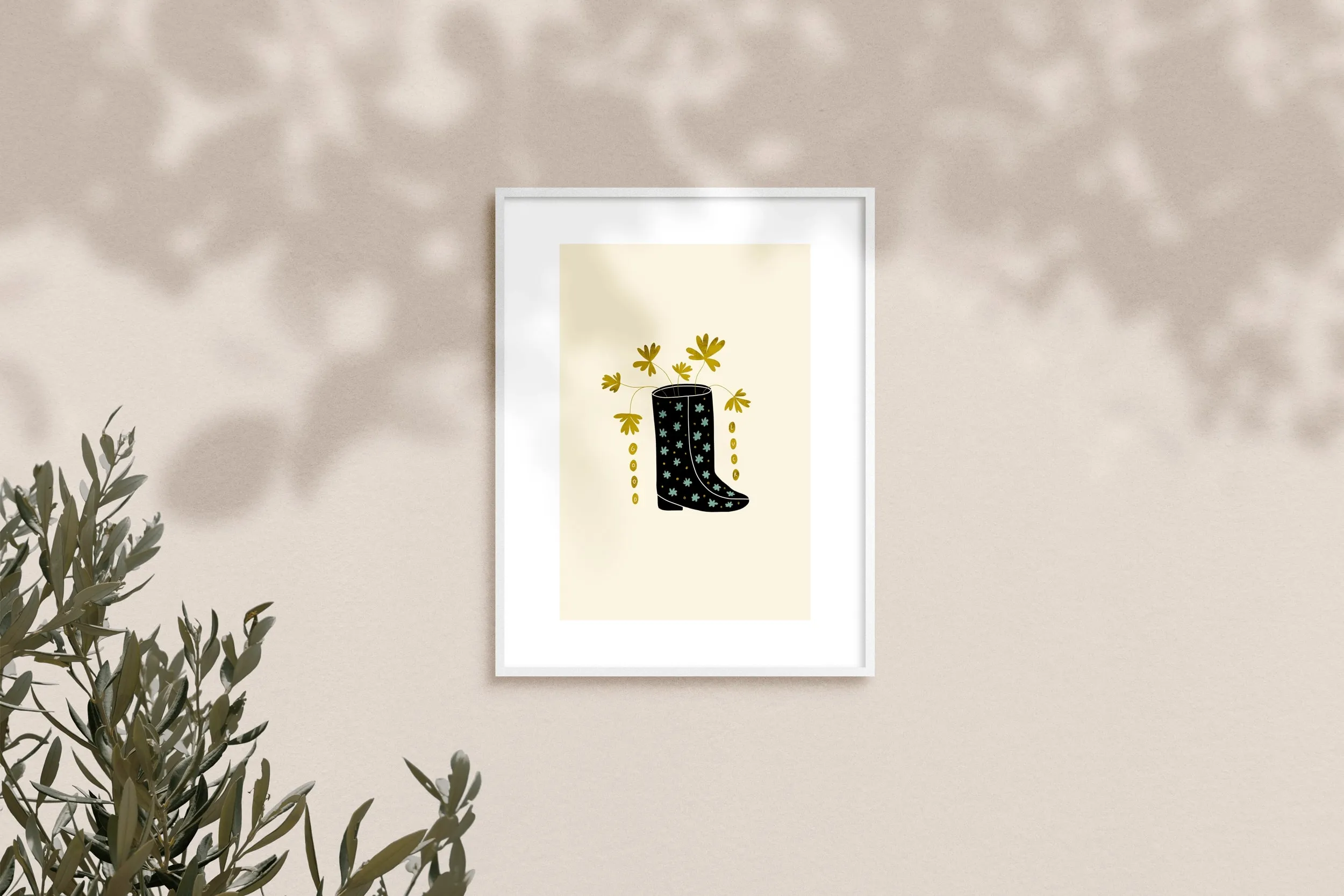 Good Luck Boots Art Print | Mona Art