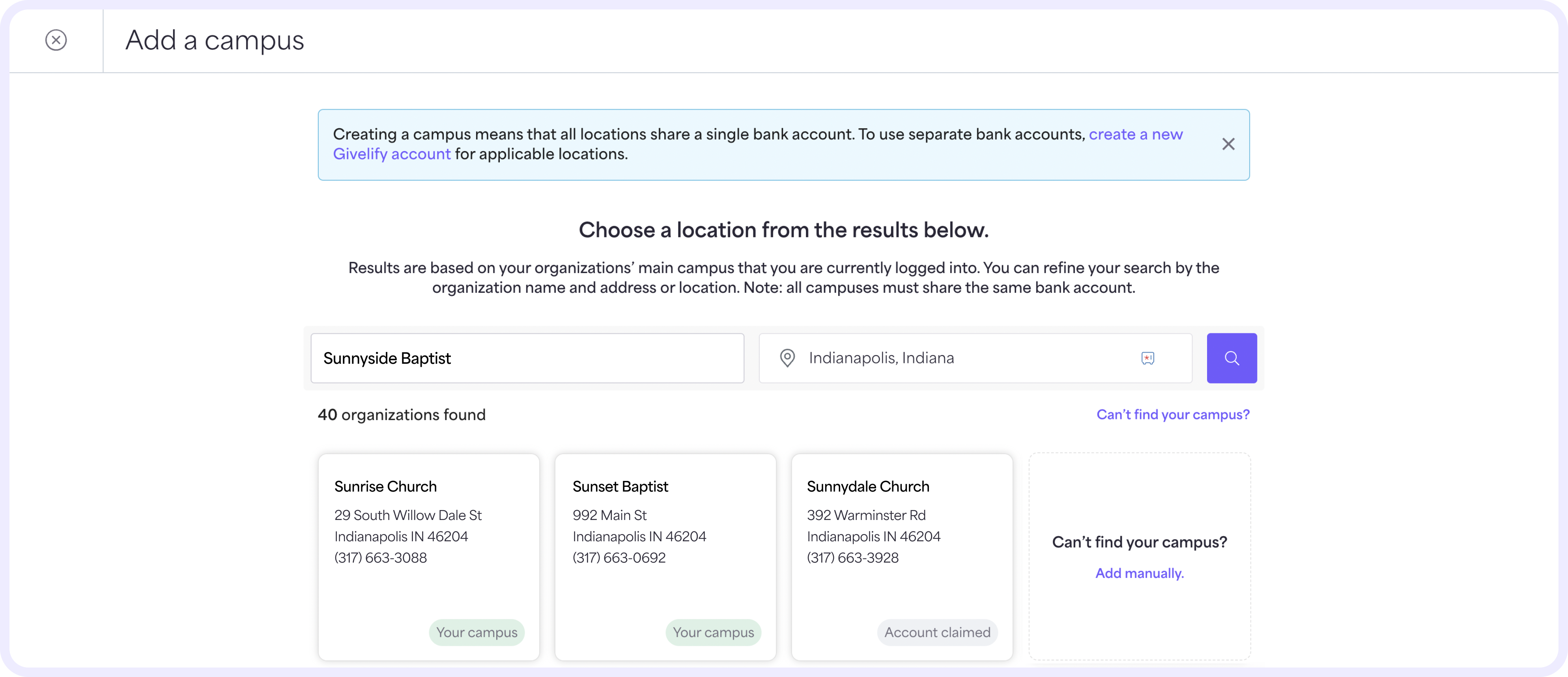 Add Multiple Campuses
