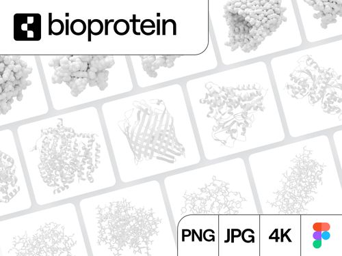 strangehelix.bio | Product | bioprotein: 25 Abstract 3D Molecular Protein Graphics Pack
