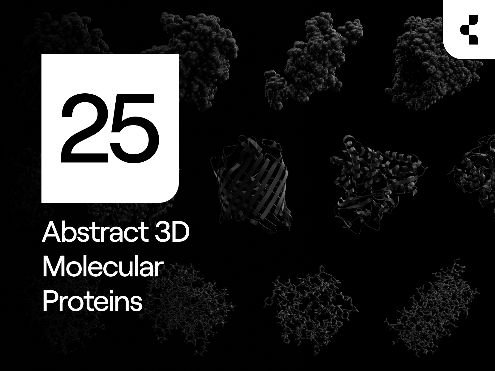 strangehelix.bio | Product | bioprotein: 25 Abstract 3D Molecular ...