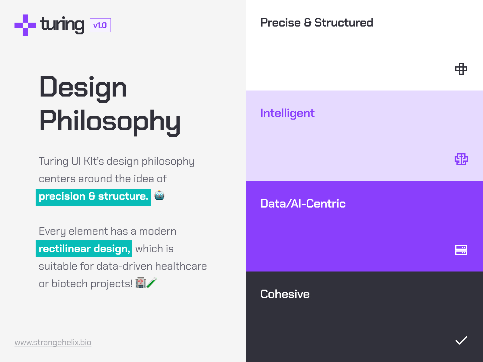 strangehelix.bio | Product | turing UI Kit: AI-Driven Healthcare Analytics Mobile App