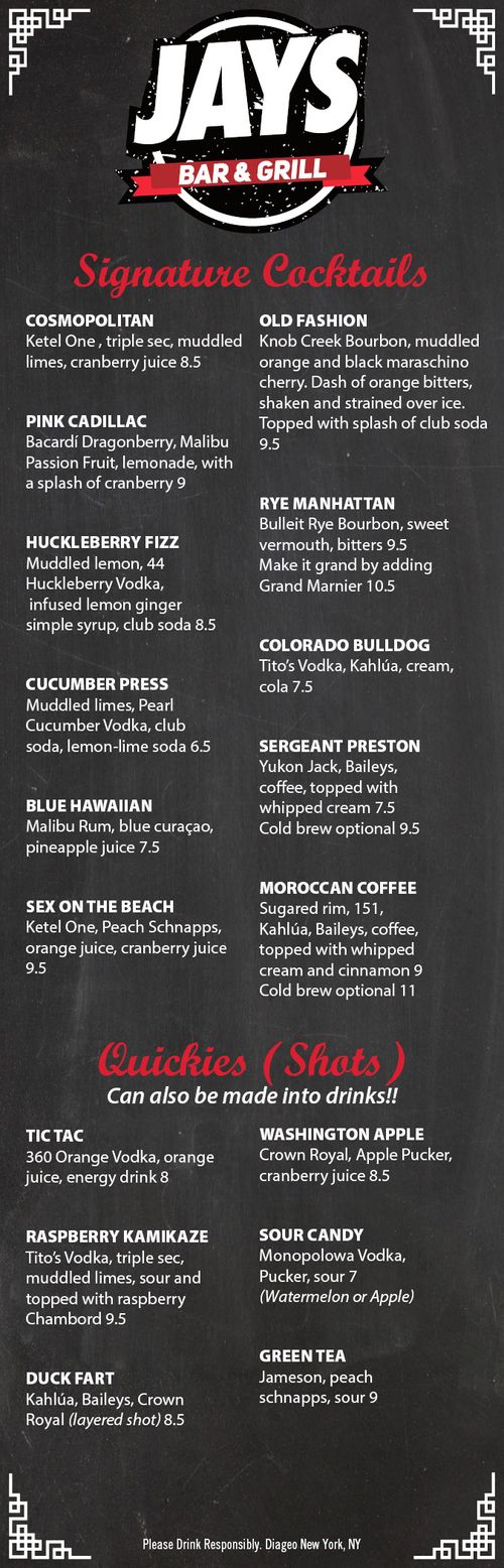 Jay's Bar & Grill - Food & Drink Menus
