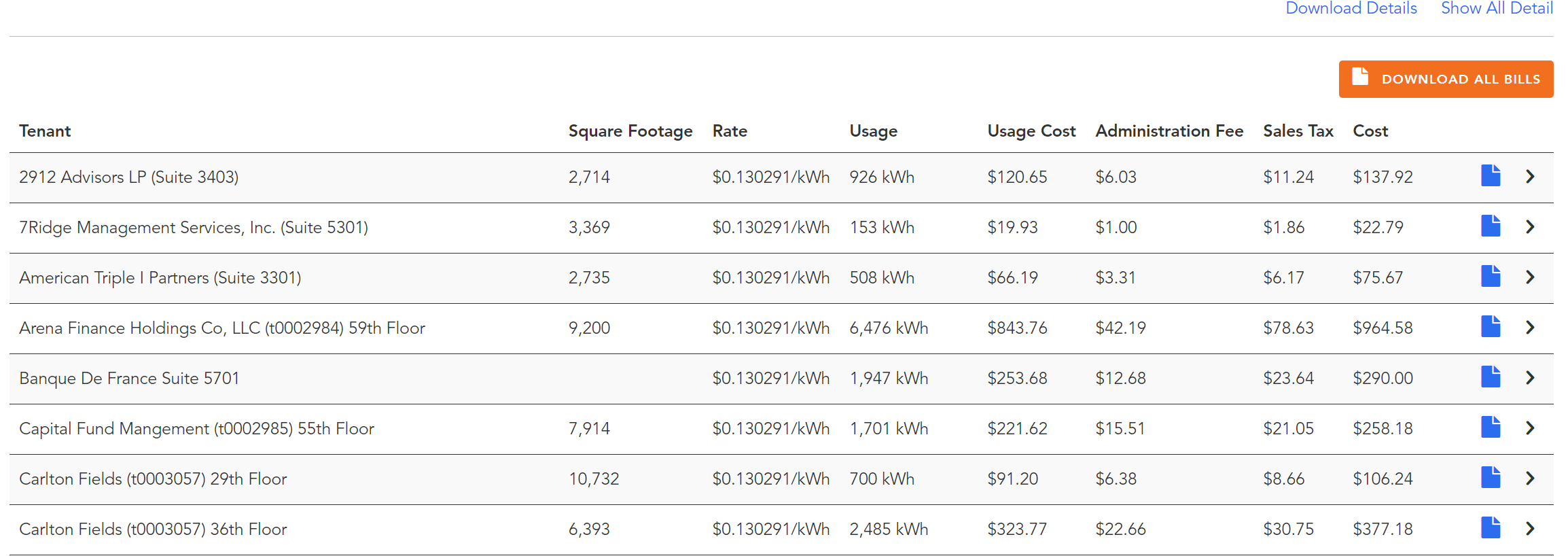 Tenant Billing