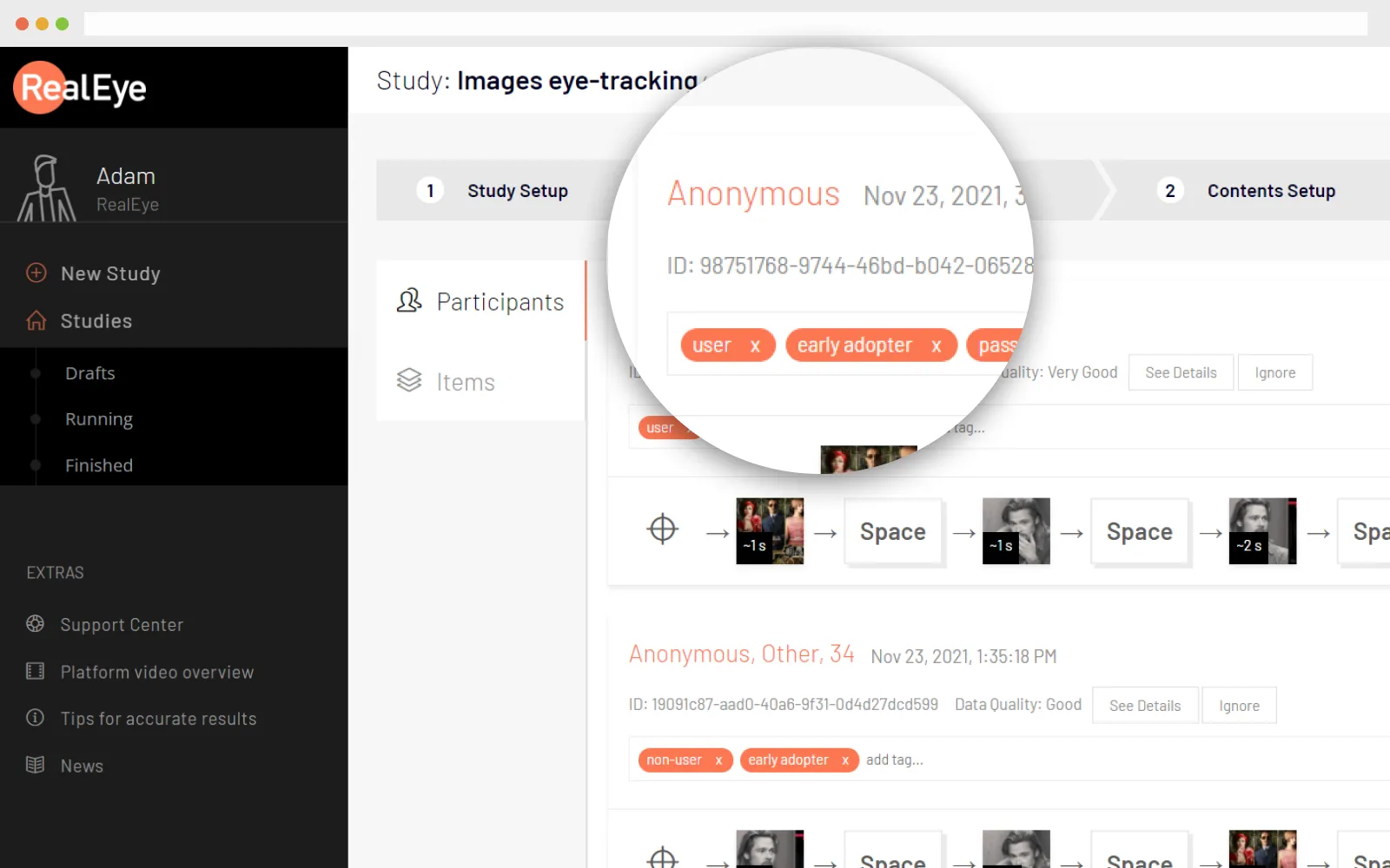 RealEye.io Dashboard: creación de estudios, campo, análisis