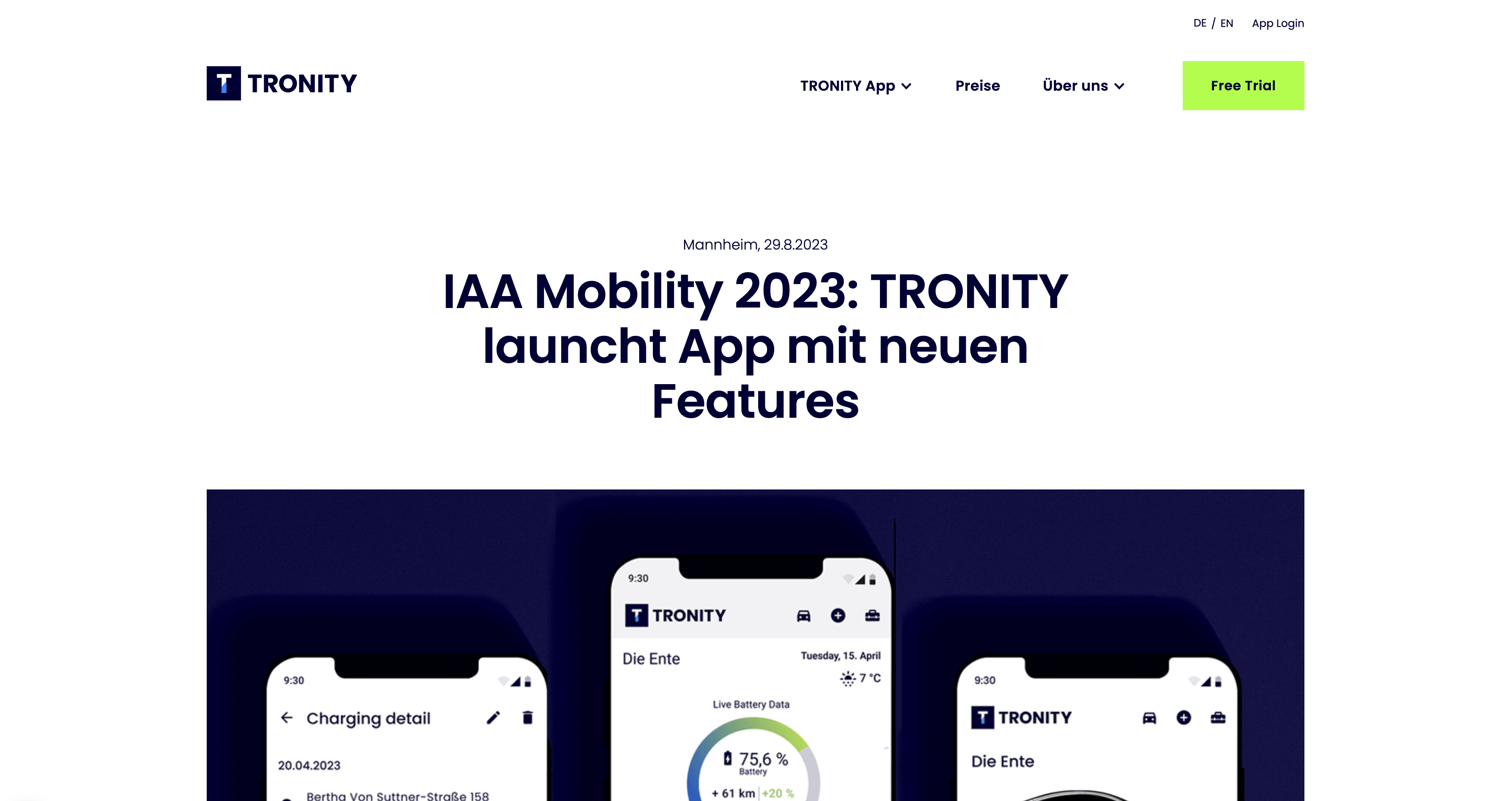 IAA Mobility 2023: TRONITY launcht App mit neuen Features