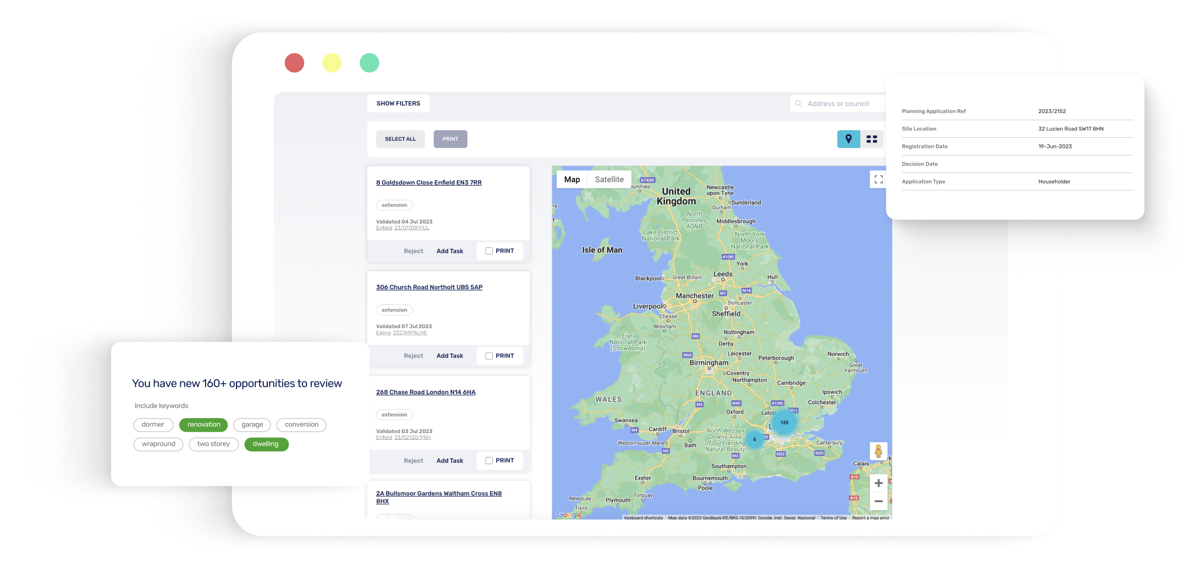 Serac Tech - Planning Application Search & Sales Tool