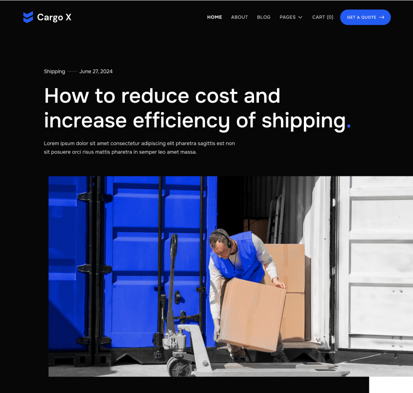 Cargo X - Webflow Ecommerce website template