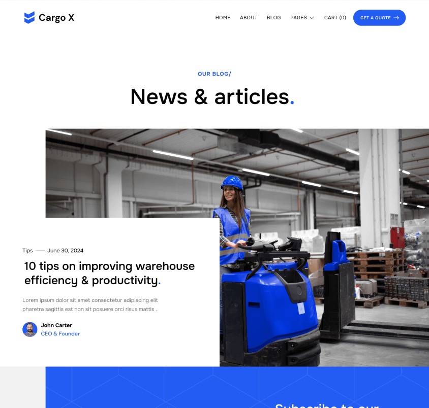 Cargo X - Webflow Ecommerce website template
