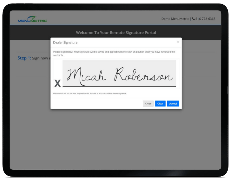 Electronic Signing | MenuMetric