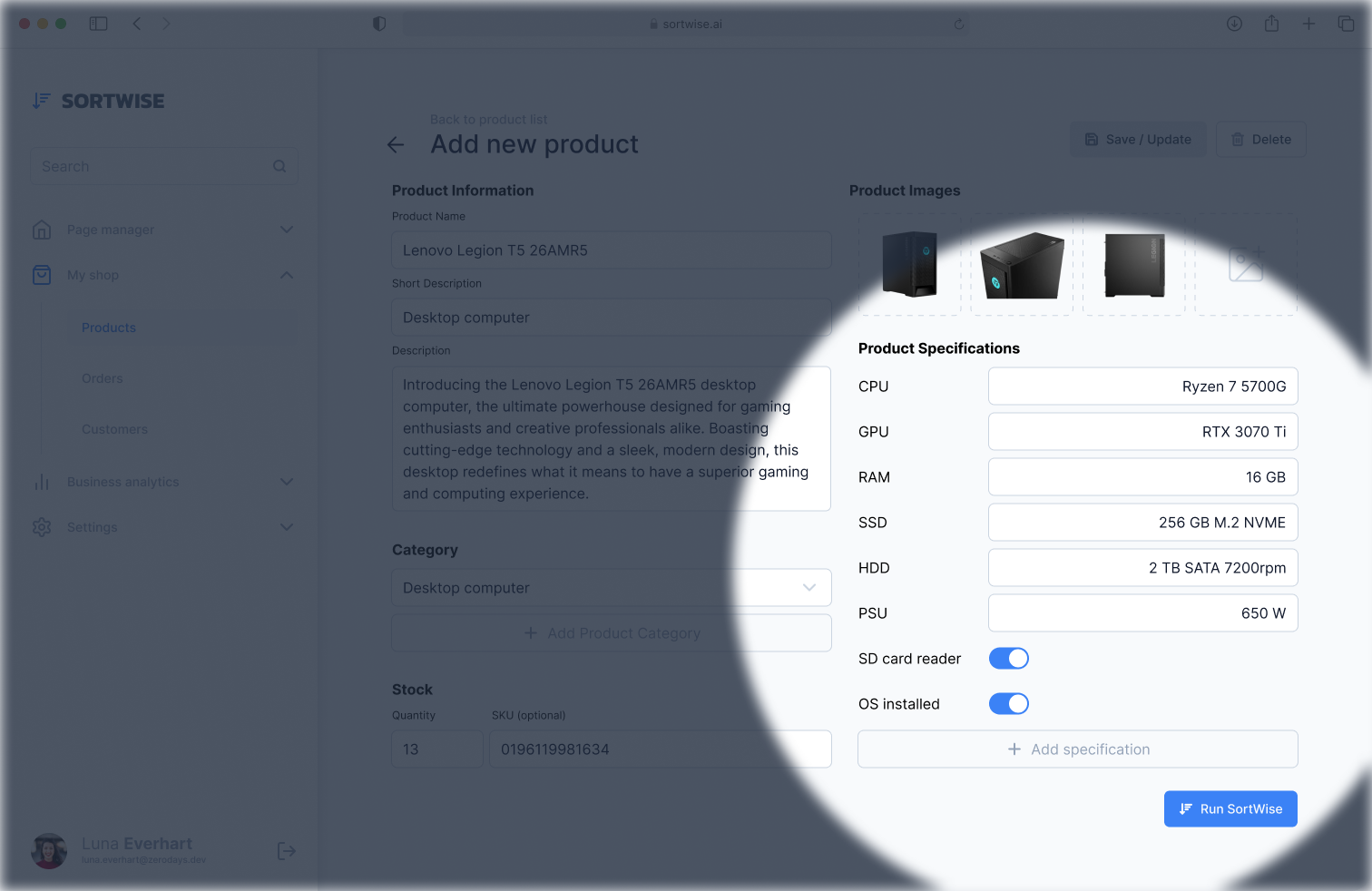 SortWise - AI sorting system for all your e-commerce needs